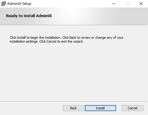 Installer | AdminUI Documentation